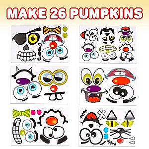 ArtCreativity Halloween Pumpkin Stickers for Decorating - 12 Sheets - Jack-o-Lantern - 26 Pumpkin Decorating Stickers - Cute Halloween Toddler Decor Idea - Pumpkin Party Favors - Halloween Favors