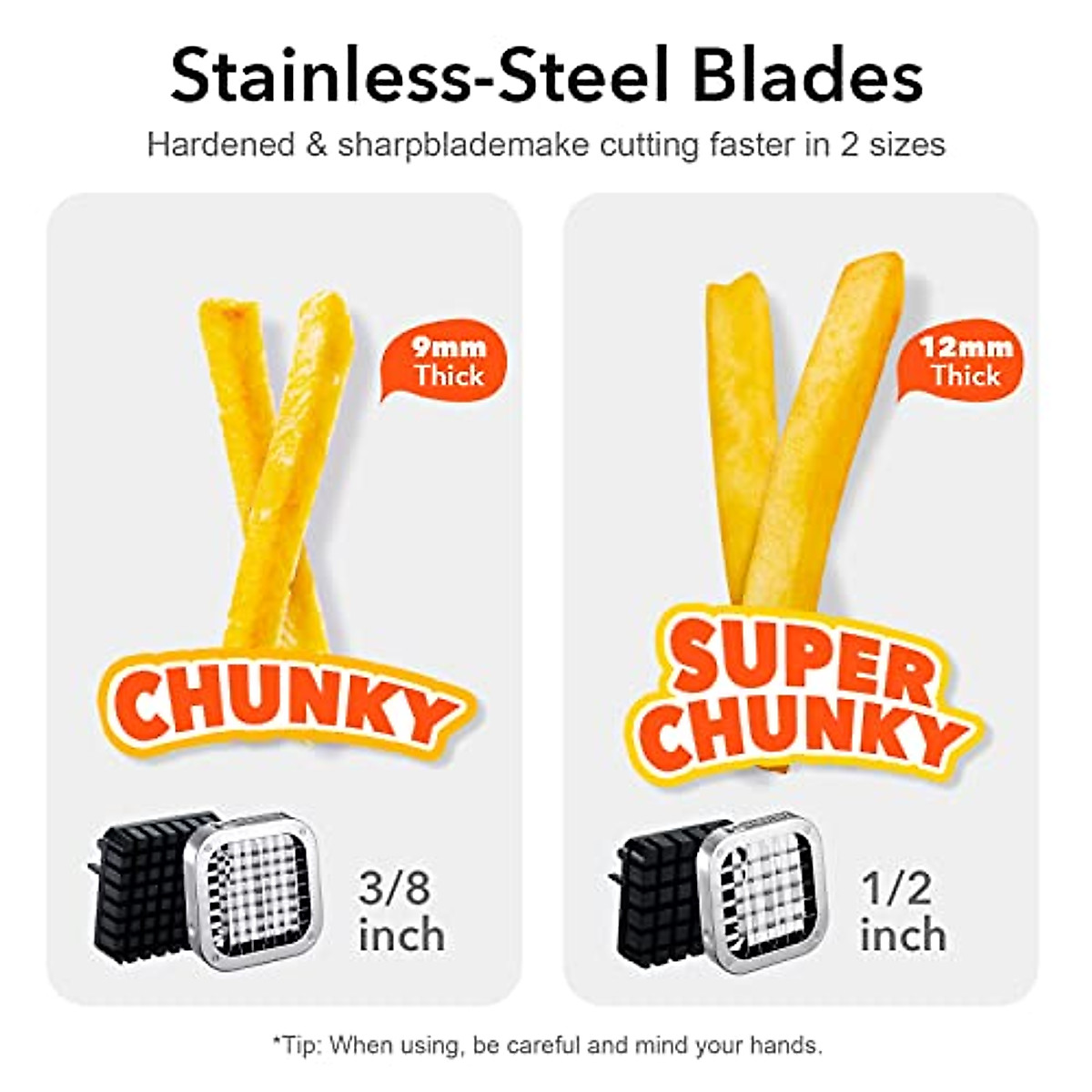 French Fry Cutter, Befano Potato Slicer Fry Cutter | Stainless Steel Potato Cutter for French Fries Cutter with 1/2-Inch and 3/8-Inch Blade Great for Potato, French Fries, Cucumber Vegetables Carrot