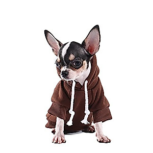 Paiaite Brown Chihuahua Dog Hoodie Winter Small Dog Sweatshirt with Leash Hole Warm Pet Clothes for Puppy Dog Sweater Coat Clothing United Dog Service M