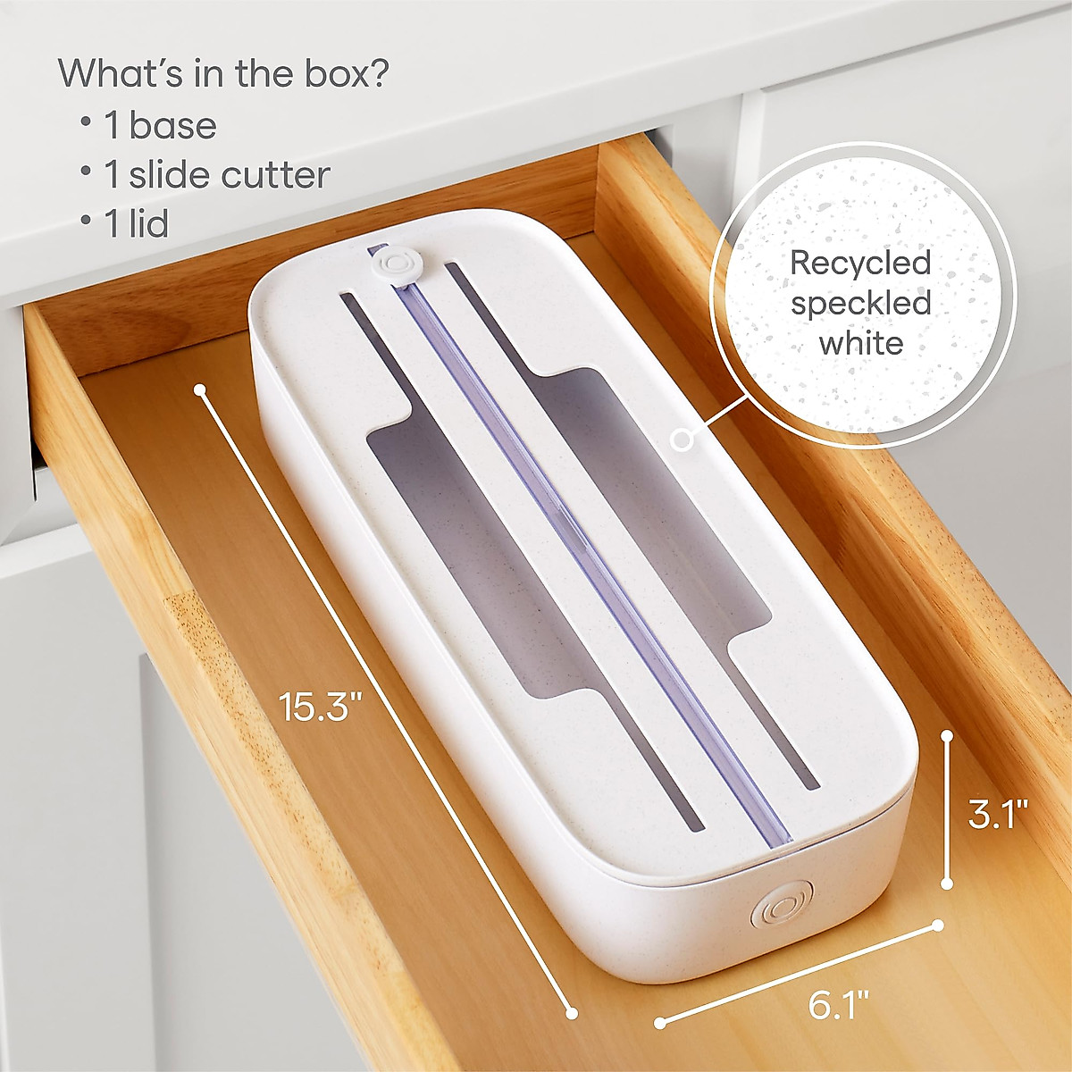 YouCopia StoraRoll Drawer Food Wrap Dispenser, Foil, Plastic and Wax Paper Organizer with Cutter and Labels for Kitchen Organization