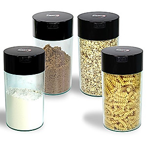 Tightvac 3 to 12 Oz Vacuum Sealed Storage Container, 1.3-Liter/1.1-Quart, Black Pearl