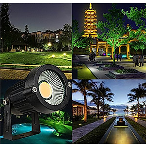 Z Outdoor Landscape LED Lighting 5W Waterproof Graden Lights COB Led Spotlights with Spiked Stand for Lawn Decorative Lamp US 3- Plug 3500K Warm White Lights (2 Packs)