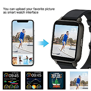 Smart Watch, 1.69'' Touch Screen Fitness Tracker Watches for Men Women,IP67 Waterproof Sport Smartwatch with Heart Rate Monitor,Sleep Monitor, Pedometer, Stopwatch Activity Tracker for Android/iOS