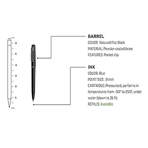 Rite in the Rain Weatherproof Black Metal Clicker Pen - Black Ink (No. 97)