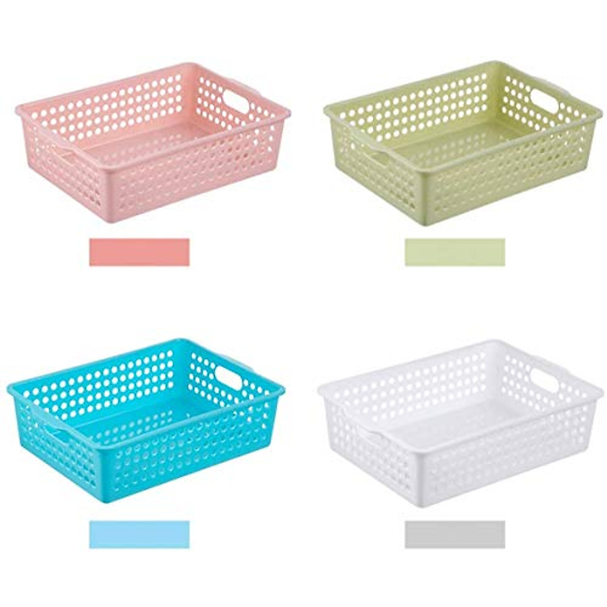 Lawei 8 Pack Plastic Storage Baskets - Colorful Paper Organizer Baskets Plastic Shelf Bins with Handles, Classroom Office File Holder for Home Office School