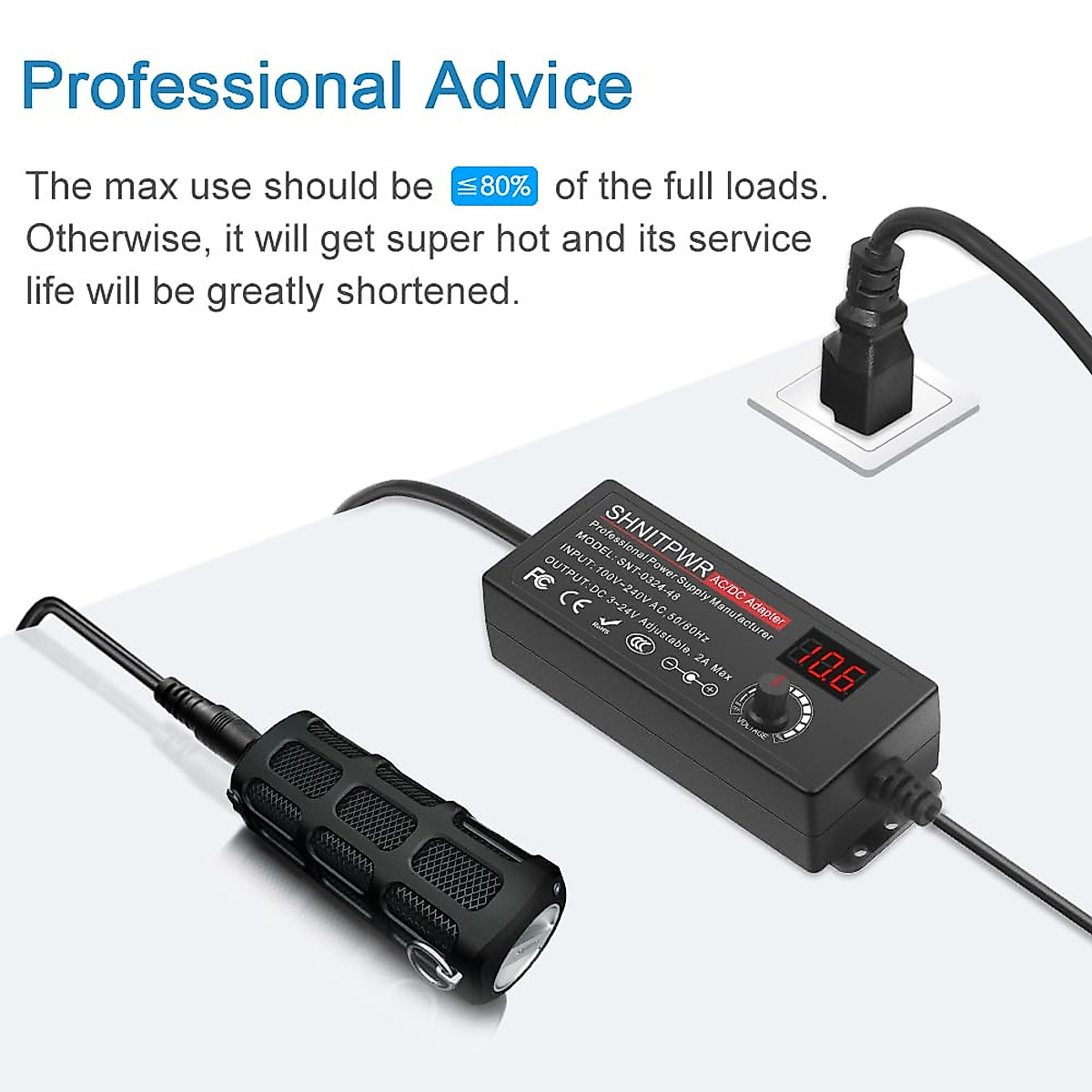 SHNITPWR Universal AC to DC Adapter 3V ~ 24V 2A 48W Switching Power Supply 3V 5V 6V 9V 12V 15V 18V 19V 20V 24V 1A 1.5A 2 Amps Adjustable AC/DC Converter Transformer with 14 Tips & Polarity Converter