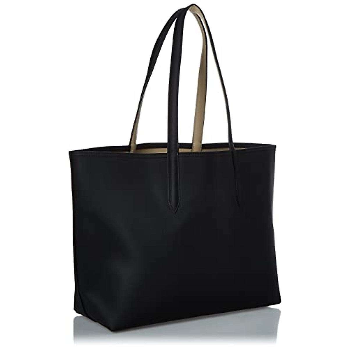 Lacoste womens Reversible Anna Tote Top Handle Handbag, Black Warm Sand, One Size US