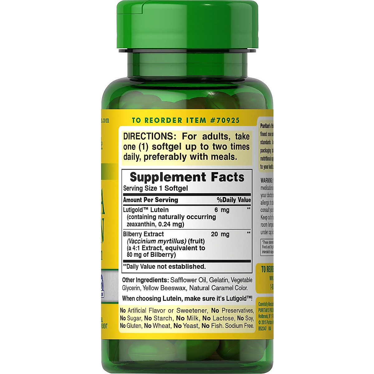 Puritan's Pride Herbavision with Lutein, Zeaxanthin and Bilberry Contributes to Healthy Vision,240 Softgels by Puritan's Pride, 240 Count (70925)