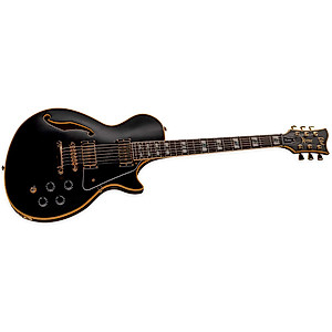 ESP 6 String LTD Xtone PS-1000 Semi-Hollow Guitar, Vintage Black, Right, (XPS1000VB)