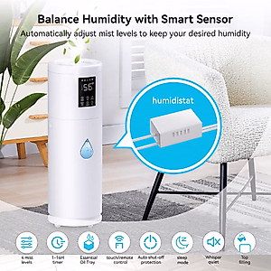 Humidifiers for Large Room Home Bedroom 2000 sq.ft. 17L/4.5Gal Large Humidifier with Extension Tube & 4 Speed Mist,Top Fill Wholehouse Humidifier with 360°Nozzle for Plant Office Commercial Greenhouse