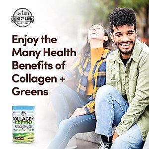 COUNTRY FARMS Collagen Peptides Powder with Greens Dietary Powder Supplement (Type I, III) for Skin Hair Nail and Joints, Dairy/Gluten/Sugar Free, Energizing Superfoods, 21.2 Oz, 60 Servings
