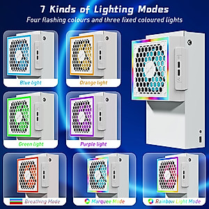 RGB Cooling Fan for Xbox Series S Console with 3 Adjustable Fan Speed, High Speed Fan Cooler System for Xbox Series S Accessories, Fits Horizontal or Vertical Placement, White