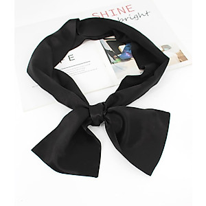 ANDANTINO 100% Silk Scarf for Women 59”*6.3” Long Shawls for Headscarf and Neck- Oblong Hair Wraps with Gift Packed (Solid Color-Black)