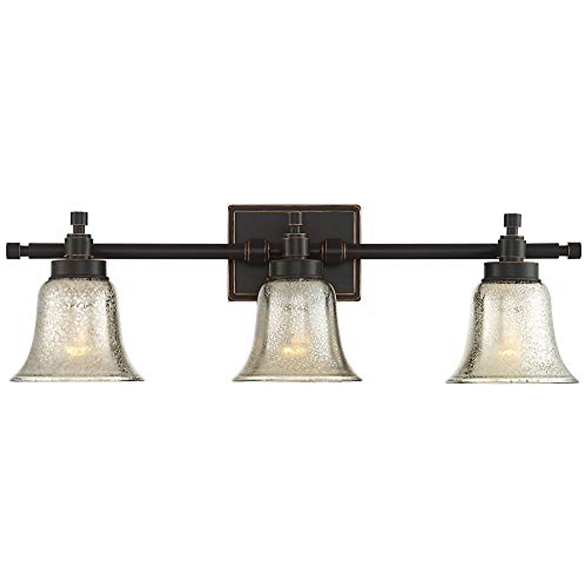 Possini Euro Design Varra Antique Wall Mount Light Antique Silver Bronze Metal Hardwired 26 1/2" Wide 3-Light Fixture Bell Mercury Glass Shades for Bathroom Vanity Mirror House Home Room Decor