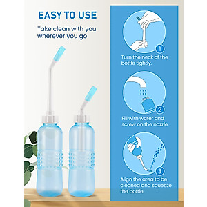 560 ml Large Portable Bidet Bottle Handheld Toilet Shataf Hand Spray Seat Water Sprayer Transparent Blue Bottle | Plus a Silicone Travel Bidet (Blue)