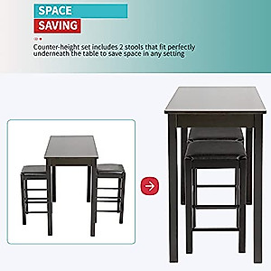 Best Home Product 3 Piece Dining Room Table Set Dining Table Set Modern Kitchen Table Set with 2 Faux Leather Bar Stools Dining Room Furniture for Home Kitchen,Living Room Use,Brown