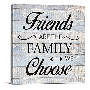 Lameila Friend Sign Inspirational Wall Art Prints Canvas Painting Rustic Friends Are The Family We Choose Positive Print Country Home Decor 8" x 8"