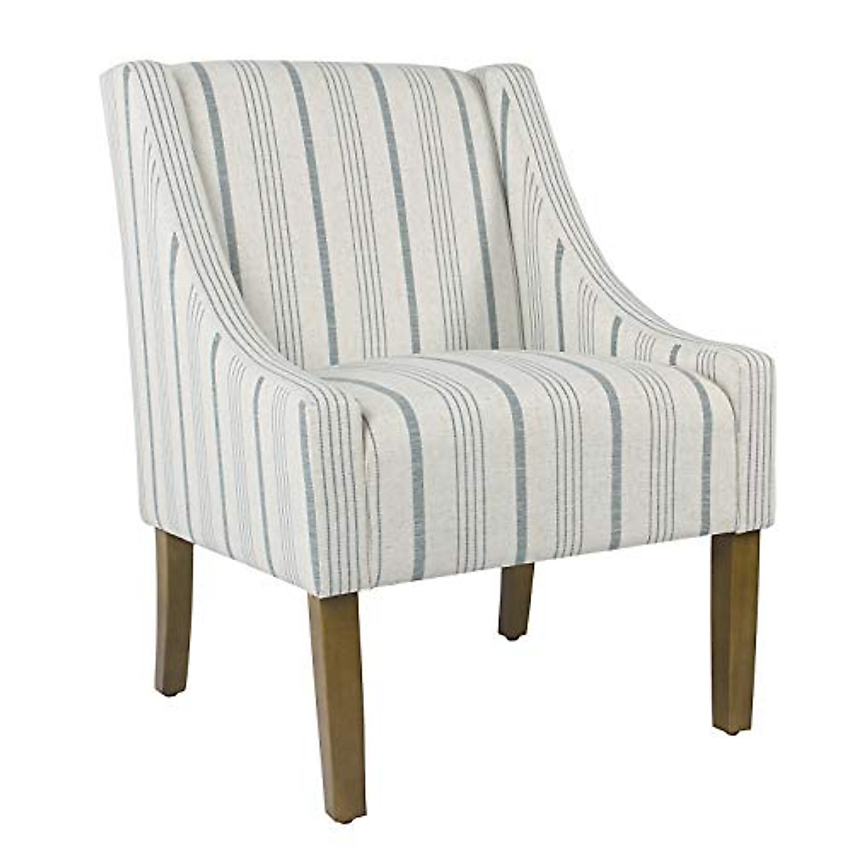 HomePop Modern Swoop Arm Accent Chair, Blue Stripes