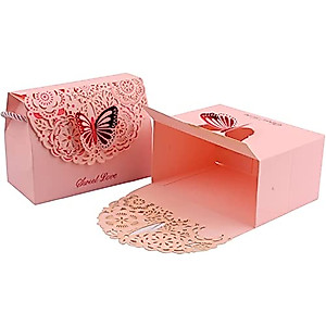 Driew Butterflies Purse Party Favor bags, 20 Pack Baby Shower Candy Gift Chocolate Favor Box Set with Handle for Wedding Decorative, Anniversary, Birthday Parties, Bridal Showers - Pink, 5.8"x2.9"x4.3"