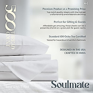 Mayfair Linen 100% Cotton Bed Sheets Queen Sheet Set - 500 Thread Count Sheets Queen Size 4 PC Set (Silver), Soft, Cooling, Hotel-Quality 16" Deep Pocket Sateen Cotton Bedsheet for Hot Sleepers