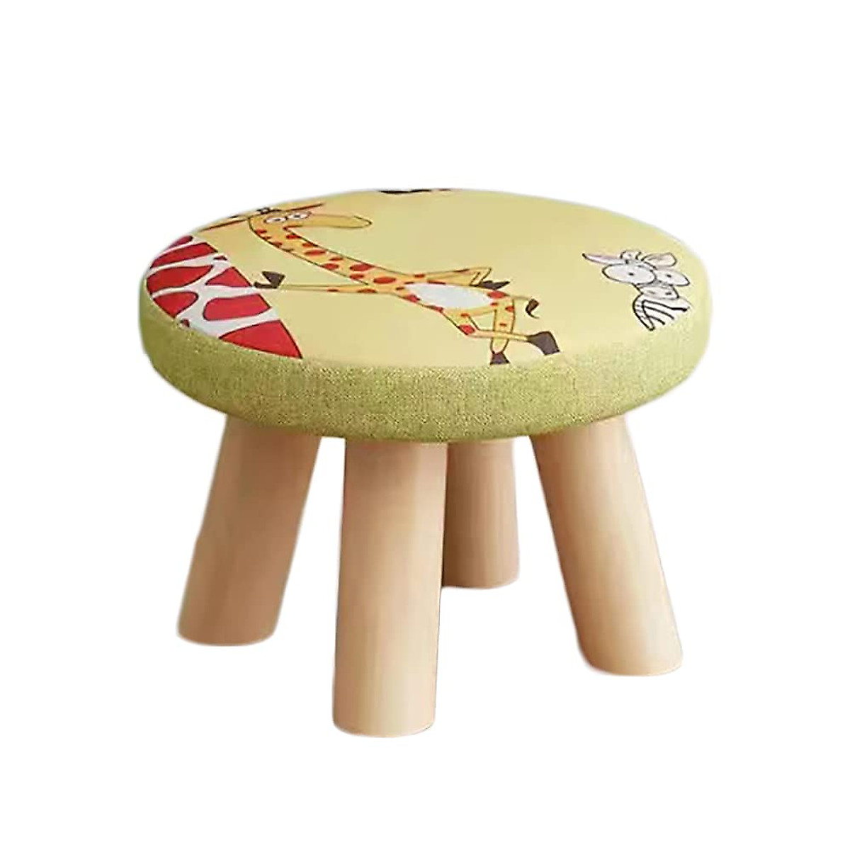 Solid Wood Stool Home Round Low Stool Cute Children's Sofa Stool Chair Fashion Cartoon Creative Small Stool for Kids and Adult, Changing Stool Solid Wood Coffee Table Stool, Bear 330lb (Giraffe)