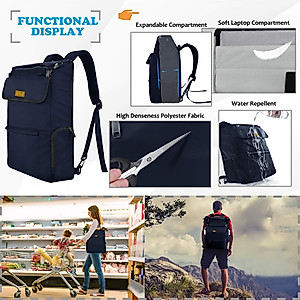 ZINZ Slim & Expandable 17 17.3 Inch Laptop Backpack Shoulder Casual Bag, Large Capacity Water-Repellent Multipurpose Notebooks Bag, College School Bookbag Gifts for Men & Women,(12.5L-32L) Blue