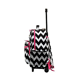 Rockland Double Handle Rolling Backpack, Pink Chevron, 17-Inch