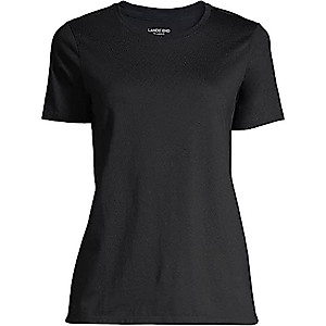 Lands' End Women s SS Relaxed Supima Crew Neck T Shirt Black Plus 2X
