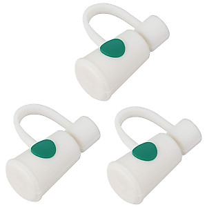 NUOBESTY Reusable Straws 3 Pcs Silicone Straw Tips Cover Cute Reusable Drinking Straw Tips Lids Covers Cap- Proof Straw Plugs for Cup Straws Green White
