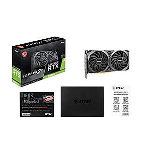 Gigabyte MSI Gaming GeForce RTX 3060 Ti LHR 8GB GDRR6, 256-Bit, HDMI/DP, Nvlink, Torx Fan 3, Ampere Architecture OC Graphics Card (RTX 3060 Ti Ventus 2X 8G OCV1 LHR)