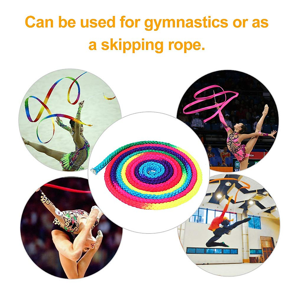 Alomejor Gymnastics Rope Rainbow Color Rhythmic Gymnastics Rope Solid Competition Arts Training Rope