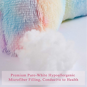 Bedriping Reading Pillow for Bed - Faux Fur Backrest Pillow with Arms, Reading & Bed Rest Pillows Rainbow Colors, Fluffy Sit Up Pillow, Study Pillow for Kid, Tween, Teens & Adult Girls