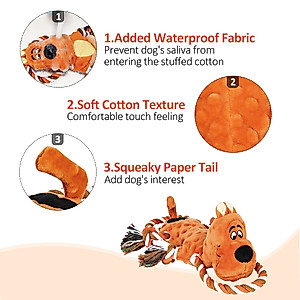 Generic Dog Plush Toy for Small, Medium and Large Dogs, Dog Squeaky Toy to Keep Them Busy, Tough Puppy Chewing Toys with Rope and Crinkle Paper, Relieve Boredom, Brown