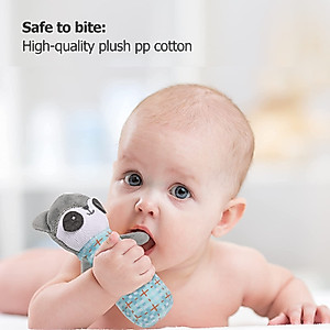 Lupantte 2 Pack Baby Rattle Toy Infant Soft Hand Grip Toys, Stuffed Animal Raccoon Handbells Sensory Development Cute Plush Rattle Stroller Toys with Sound 3 6 9 12 Months and Newborn Gifts