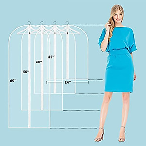 Garment Bags for Hanging Clothes, SMINDER Clear Plastic Bags Full Zipper Suit Bags PEVA Breathable Lightweight Garment Covers for Closet Storage, Suitable for Shirts, Jackets, Gowns (24" x 32"/8 Pack)