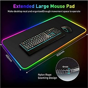Gaming Mouse Pads Oversized Led Zero Two Mouse Pad Large RGB Mice Pad Computer Keyboard Pad Extended Desk Pad with Stitched Edge Frame 300X600Mm