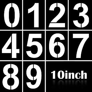 10 Inch Large Number Stencils Kit 0-9 Address Number Stencil Set Reusable Plastic Number Painting Templates Stencils for Address Number Mailbox Signs Road Parking Lot Door Trucks Painting Stencils