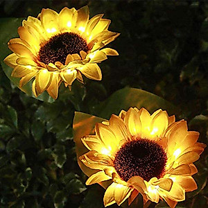 Garden Solar Lights Outdoor Decorative Sunflower Decor Solar Pathway Lights Outdoor LED Solar Garden Lights Waterproof Solar Landscape Lights for Lawn Patio Yard Garde (2)