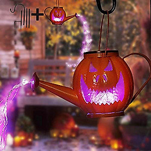 Morestar Solar Halloween Decorations Pumpkin Lanterns Watering Can Lights,Jack-o-Lantern Light Up Solar Garden Outdoor Decorative Waterfall Lights,Halloween Gifts Yard Signs Pumpkins for Patio Lawn