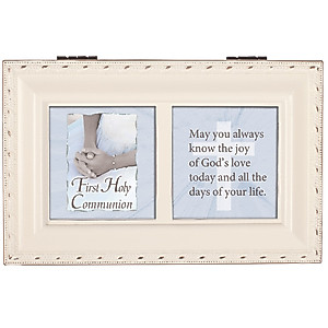 Cottage Garden First Communion Know The Joy Ivory Rope Trim Petite Jewelry Music Box Plays Jesus Loves Me