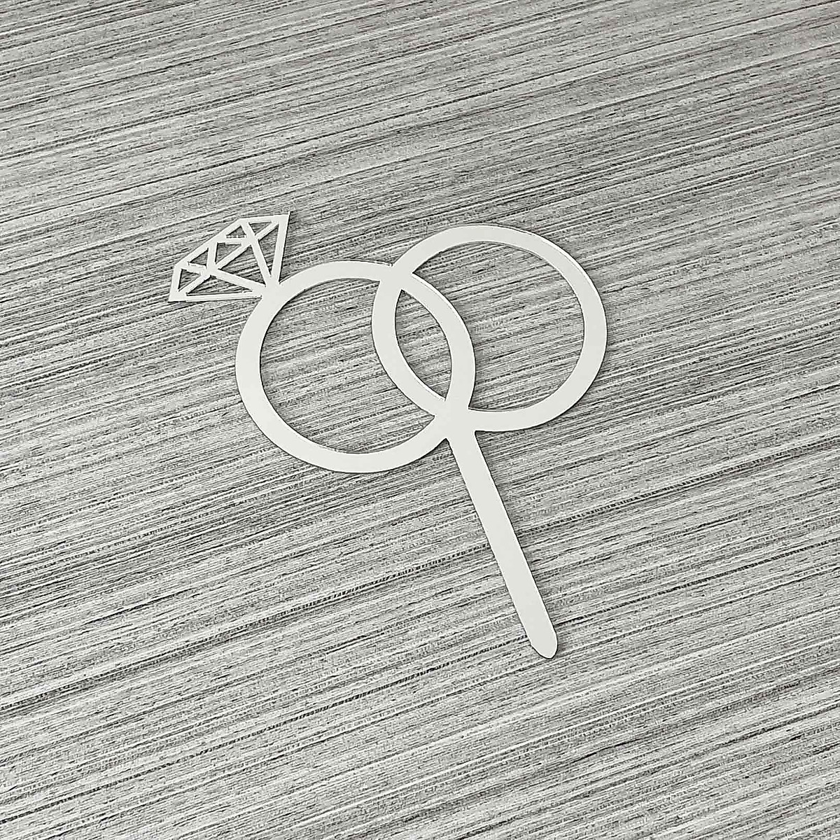 JIEEIN Diamond Ring Cake Topper, Mirror Silver Acrylic Cake Topper for Engagement/Wedding/Bridal Shower/Valentine Party Decoration