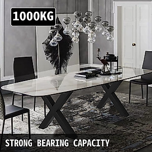 VEVOR Set of 2 Steel Table Legs, 28''Height 24''Wide Dining Table Legs, Heavy Duty 3.1" Square Box Section X Frame Table Legs, 28x24x3.1 Inch Black Color Industrial Country Style Metal Dining Legs