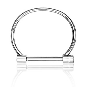 Carweilon Cuff Bracelet Bangle Bar Screw Shackle Novelty High Polished Stainless Steel Jewelry For Men Women Unisex Girls Boy (White Silver)