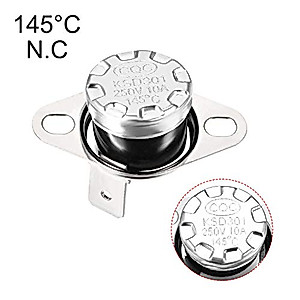 uxcell KSD301 Thermostat 145°C/293°F 10A N.C Adjust Snap Disc Temperature Switch for Microwave,Oven,Coffee Maker 2pcs