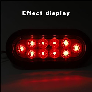 QODOLSI Pack-2 Car Tail Lights, Oval Led Light Bulbs, Brake Lights with Plug, 12V Turn Lights, 7.48" x 3.26" Auto Bulbs Replacement, Universal for Most Cars, Trucks, SUVs, Trailer (Red)