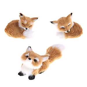 GUDVES Simulation Brown Fox Toy Furs Squatting Fox Model Home Decoration Animals World with Static Action Figures Plush Mini Fox (Pitching)