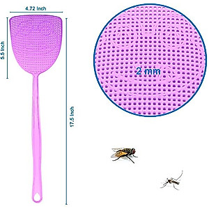 Fly Swatter 5 Pack Plastic Manual Fly Swat Set Heavy Duty with Long Strong Handle Assorted Colors Multi Pack Fly Swatters