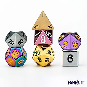 FanRoll by Metallic Dice Games Misfit Metals, Bag of DND Dice, Role Playing Game Dice Accessories for Dungeons and Dragons