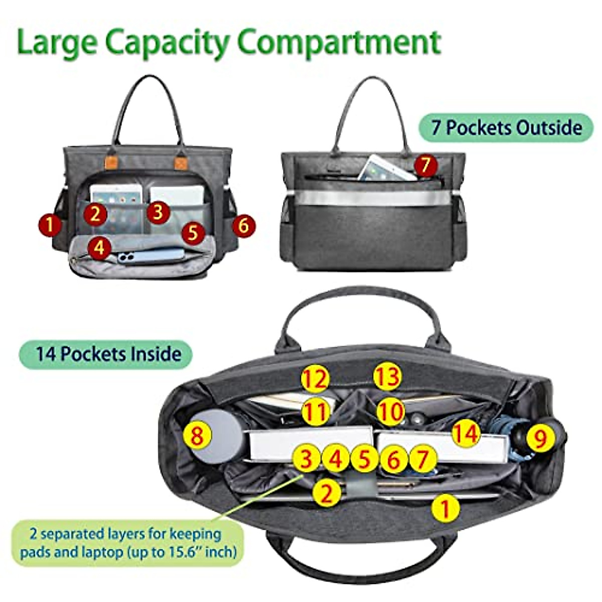 Arctic fox Laptop Tote Bag for Women/Men, 15.6'' Computer Messenger Teacher Work Bag with Padded Laptop Case for Business, Office and Travel.