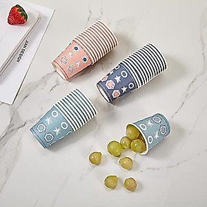 Lamosi 300 Pack - Small Paper Cups 3 oz, Disposable 3oz Bathroom Cups, Mouthwash Cups, Snacks Beverages Sampling Cups for Home Party Travel, 3 Ounce - Geometric
